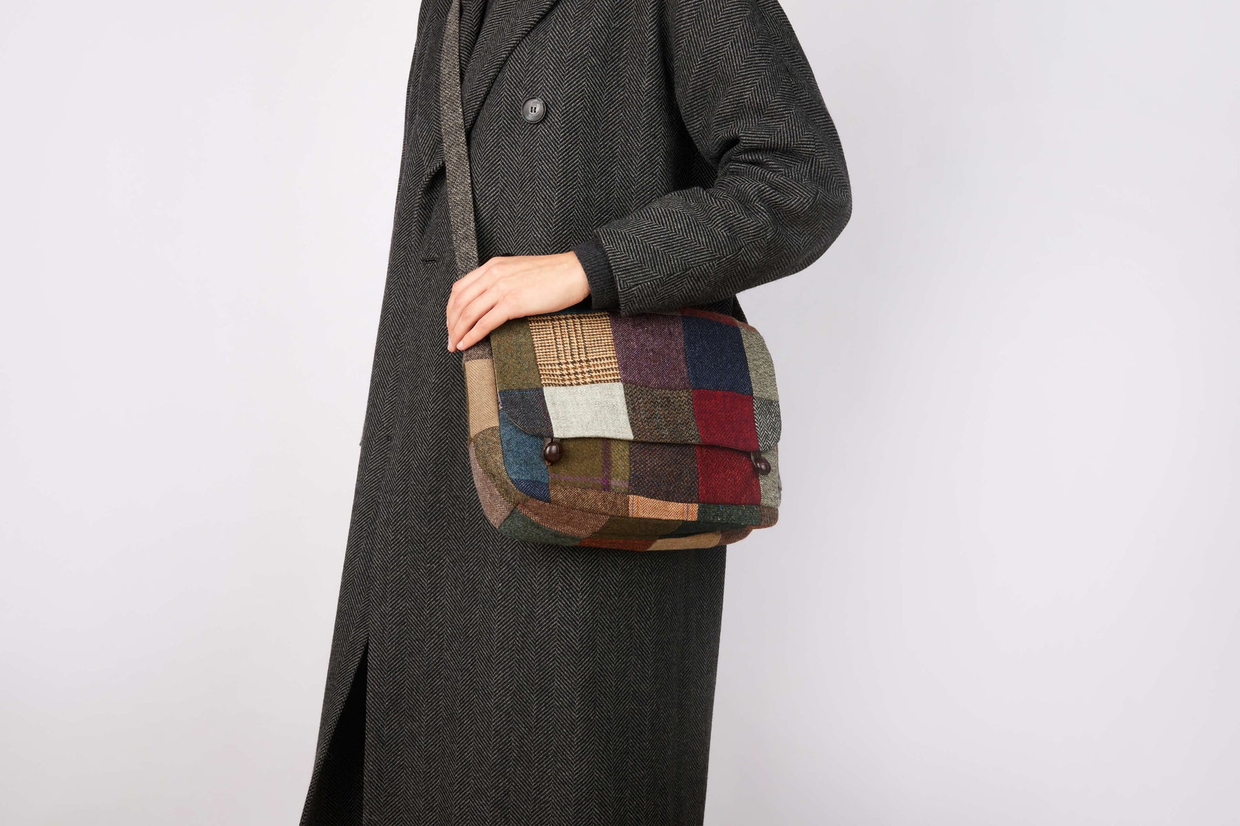 Satchel Bag Patchwork Tweed